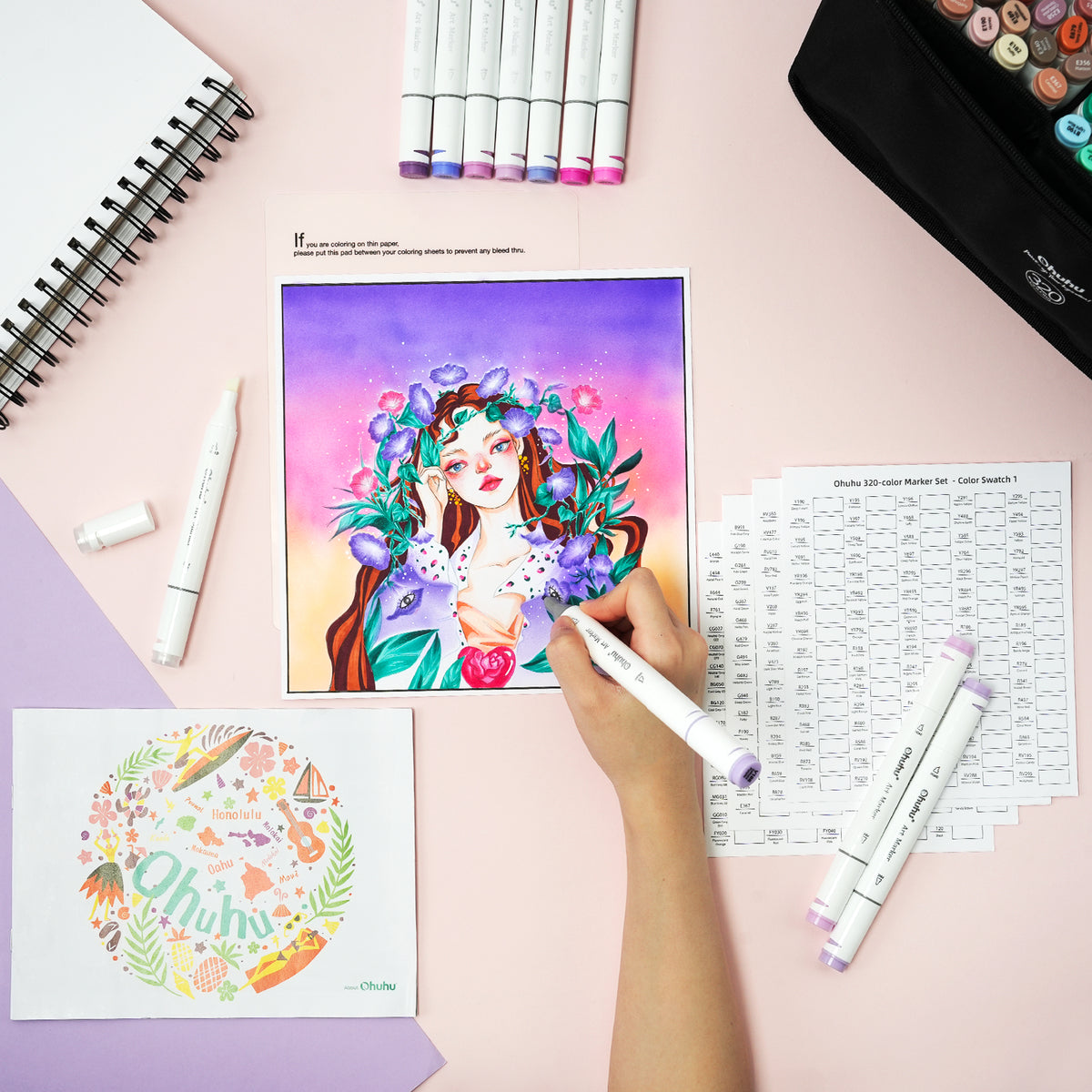 Ohuhu Oahu 320 Colors Dual Tips Alcohol Art Markers, Fine & Chisel