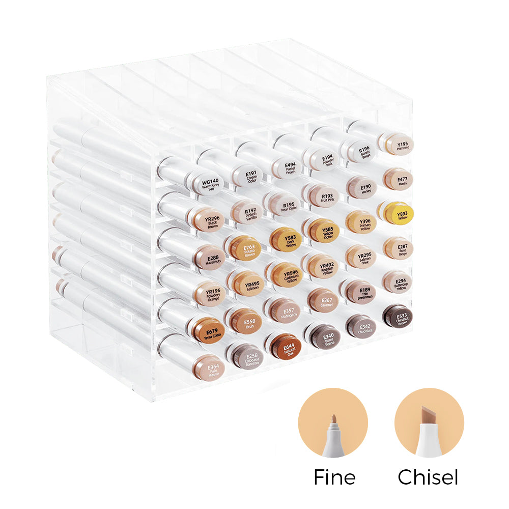 Ohuhu Oahu 36 Skin Tone Colors Dual Tips Alcohol Art Markers, Fine & C