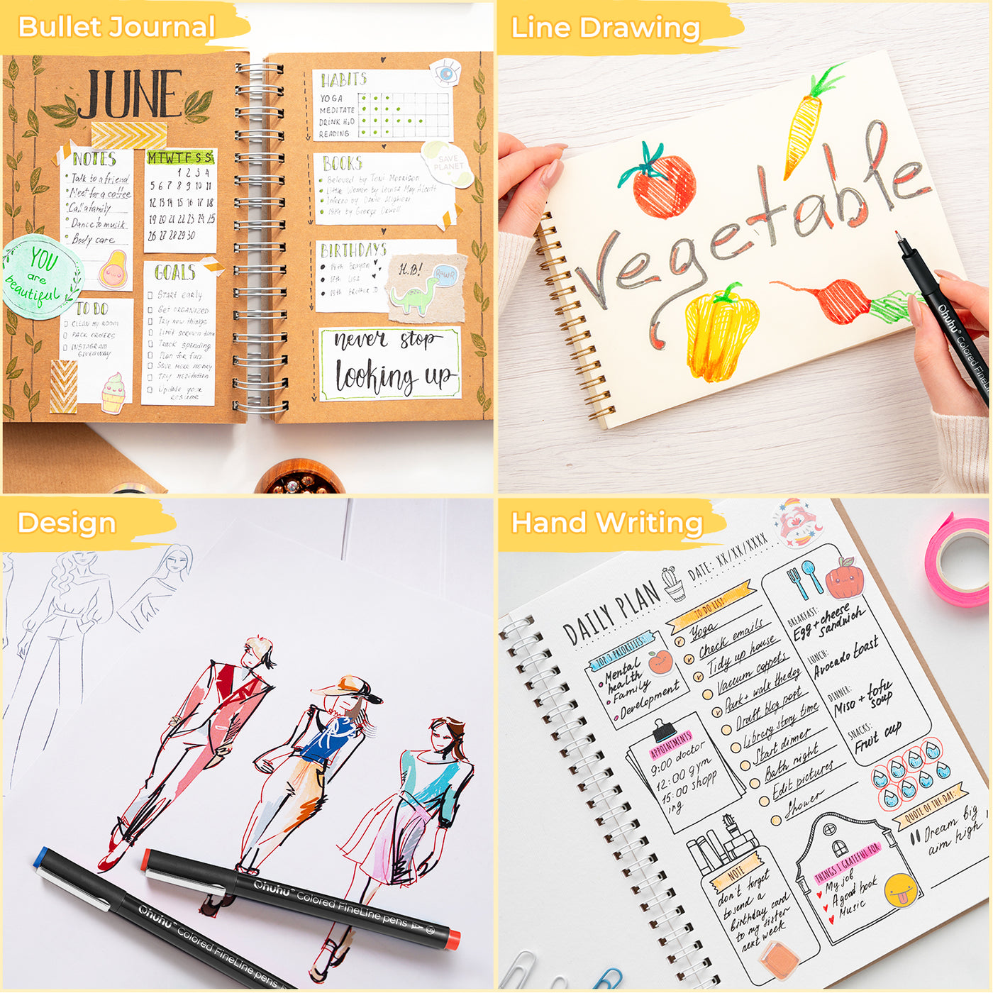 Ohuhu Hana Highway Fineliner Drawing Pens,18 Pack (Canada Domestic Shi